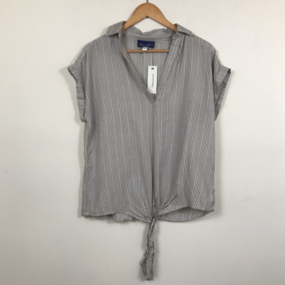 Blue Rain | Tops | Blue Rain Nwt Brown And White Short Sleeves Shirt ...